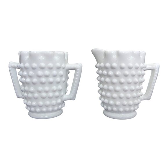 Fenton | Dining | Fenton Creamer Sugar Milk Glass Daisy Button Pattern ...